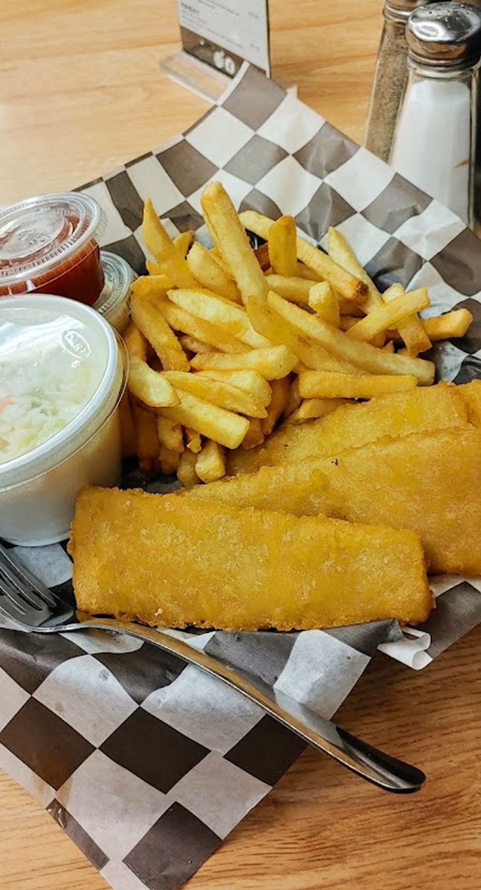 Golden, crispy fish with fries that crunch just right&mdash;Lake Erie's bounty meets diner perfection on one plate.