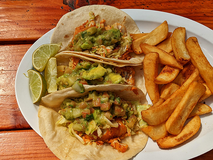 Fish tacos that bring together the best of sea and land&mdash;crispy fish, fresh avocado, and a squeeze of lime that ties it all together like a culinary bow.