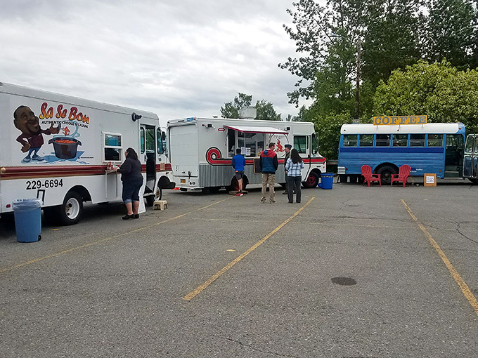 Food truck heaven in the Last Frontier. The only traffic jam Alaskans are happy to encounter.