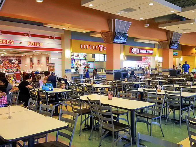 The food court: that magical place where shopping stamina is restored and difficult decisions like "cheesesteak or pizza?" suddenly become life's most pressing concerns.