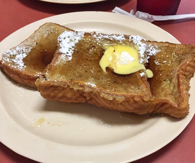French toast that's actually soaked properly &ndash; a rare achievement that deserves recognition, powdered sugar confetti, and a moment of respectful silence.