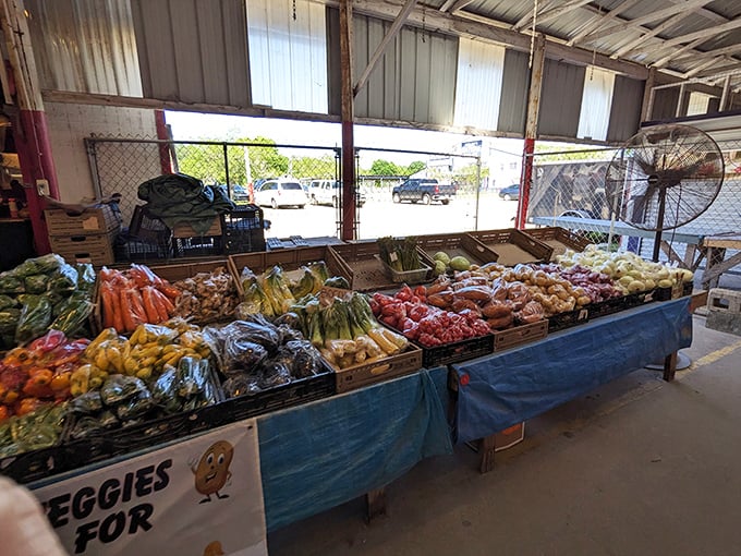 Farm-fresh produce brings a splash of color and nutrition to the market—proof that not all treasures are second-hand.