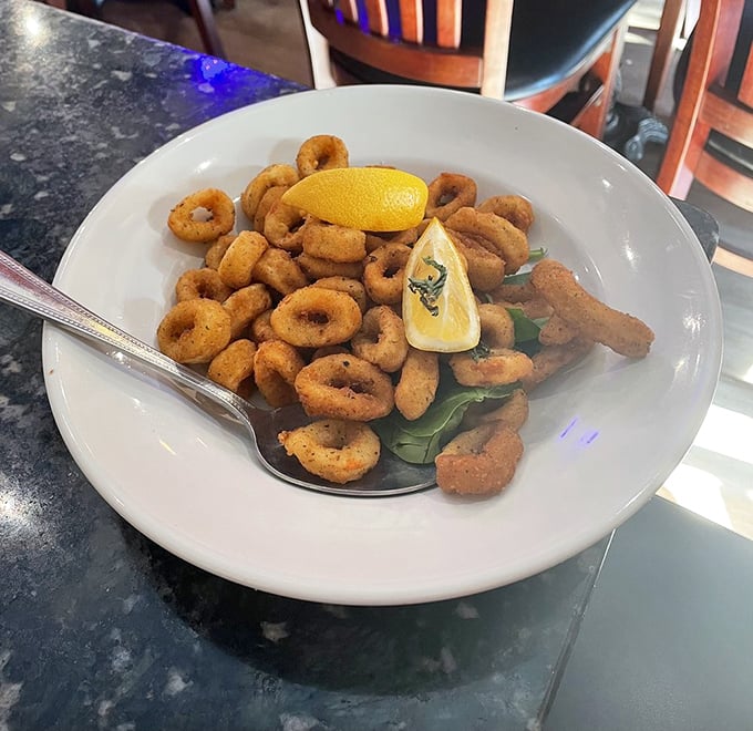 Fried calamari that actually tastes like something other than rubber bands. Crispy, golden rings with just the right amount of chew&mdash;the way calamari dreams of being prepared.