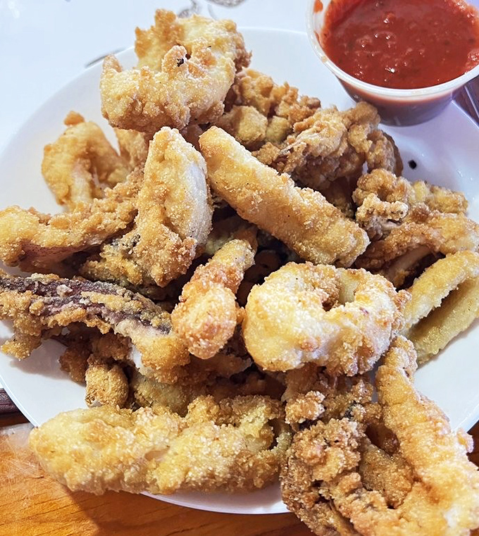 Crispy calamari that would make even the most skeptical seafood eater say, "Just one more piece" about fifteen times.