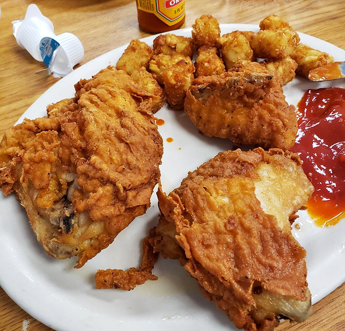 Golden-fried chicken that would make the Colonel himself weep with envy &ndash; crispy, juicy, and utterly irresistible.