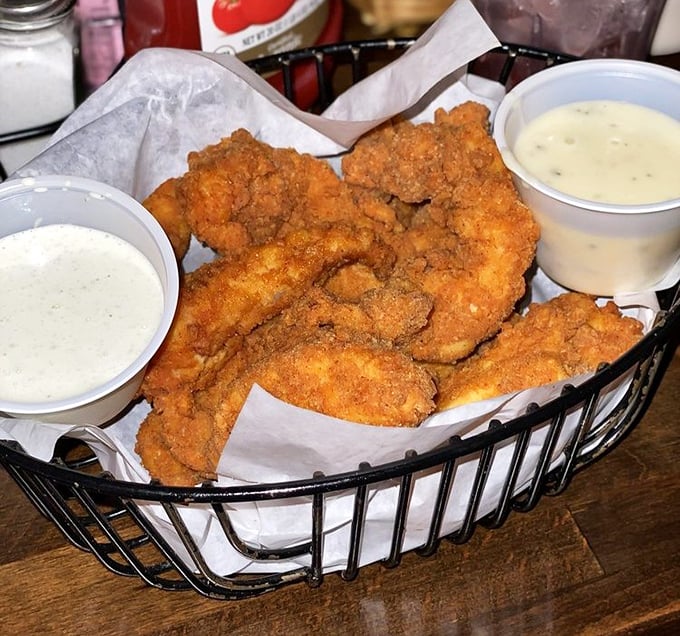 Chicken strips that put fast food versions to shame. Crispy on the outside, juicy on the inside—with dipping sauces that deserve their own fan club.