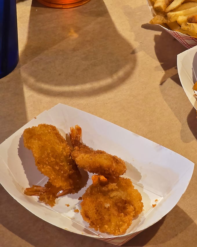 Perfectly fried shrimp that snap with each bite, nestled alongside golden fries. Simple pleasures executed with Eastern Shore expertise.