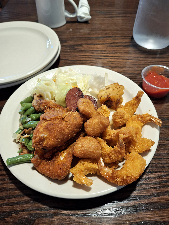 The seafood sampler that answers the eternal question: "Can you fry happiness?" Turns out, yes, you absolutely can.