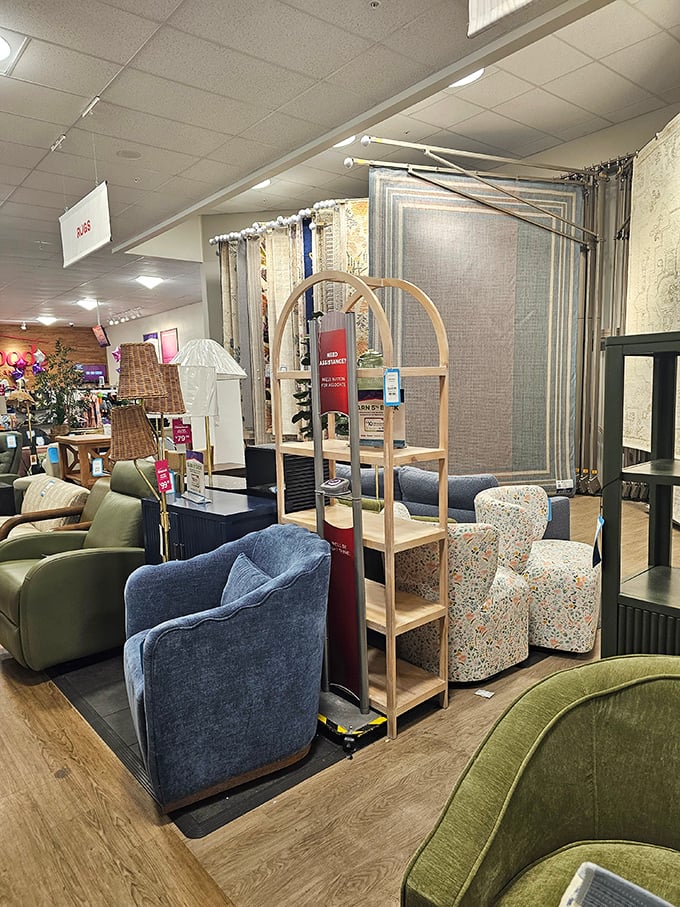 Furniture displays that make you question every decorating decision you've ever made in your life. "Did I really need that beige sofa?"