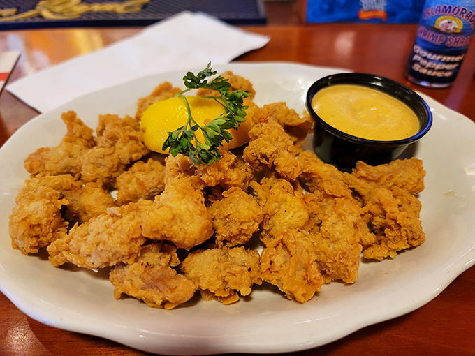 Crispy fried goodness with a side of sunshine-yellow sauce. When in Florida, eating like a local means trying everything the waters provide! 