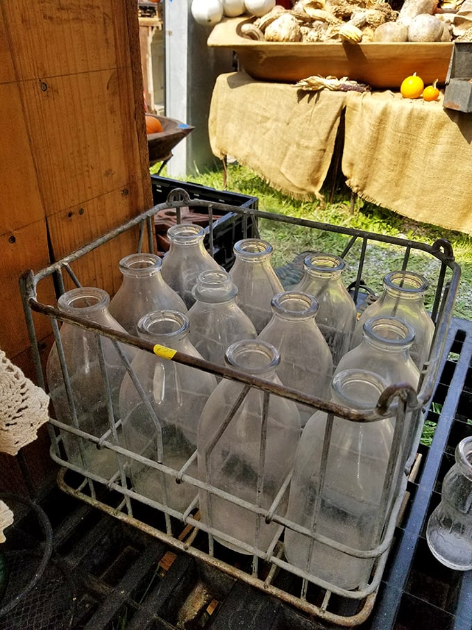 Remember when milk came in glass? This collection of vintage bottles sits ready for a new purpose&mdash;perhaps as vases or nostalgic decor.