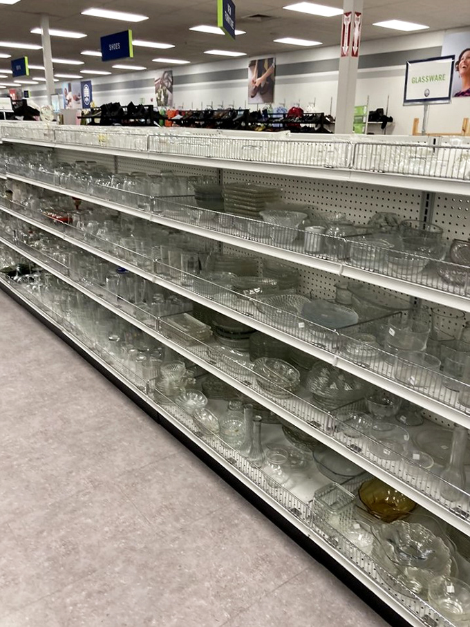 Crystal and glassware that would make your grandmother proud, displayed like a transparent army ready for your next dinner party.