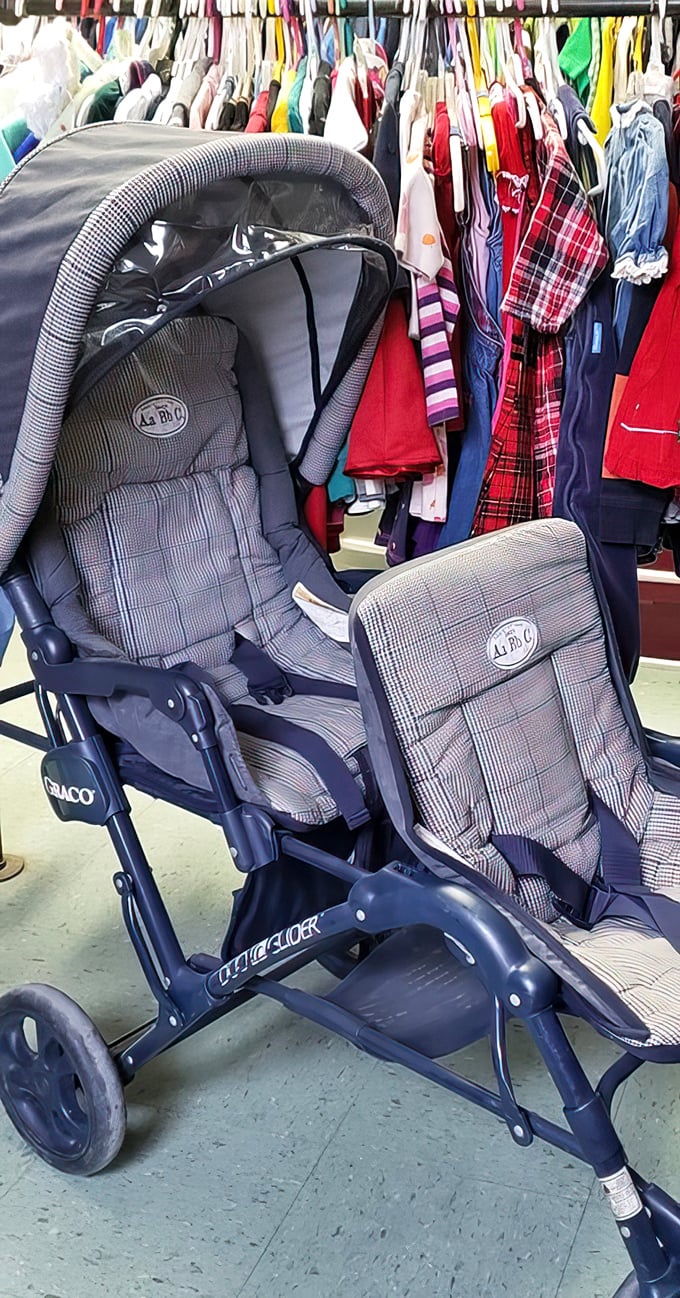 The Cadillac of baby strollers awaits its next family adventure. This Graco Duo Glider has probably logged more miles than my first car.