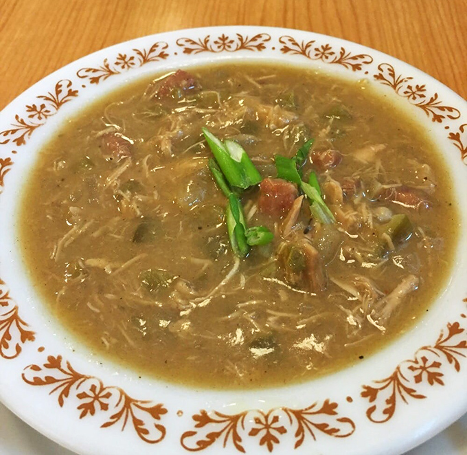 Soul-warming gumbo that could make a New Orleans native nod in approval. Those green onions aren't just garnish&mdash;they're the perfect counterpoint.