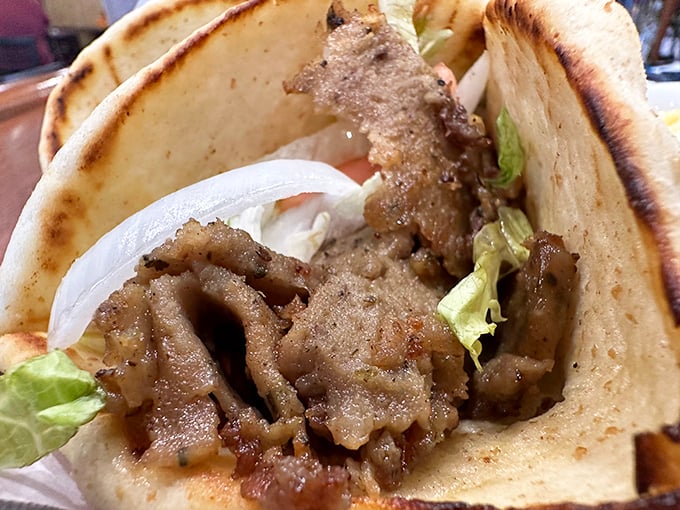 Tender gyro meat nestled in a warm pita with fresh veggies&mdash;proof that the best things in life come wrapped in bread.