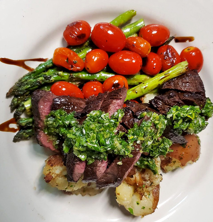 This isn't just steak&mdash;it's a masterclass in how asparagus, tomatoes, and chimichurri can elevate beef to a work of art.