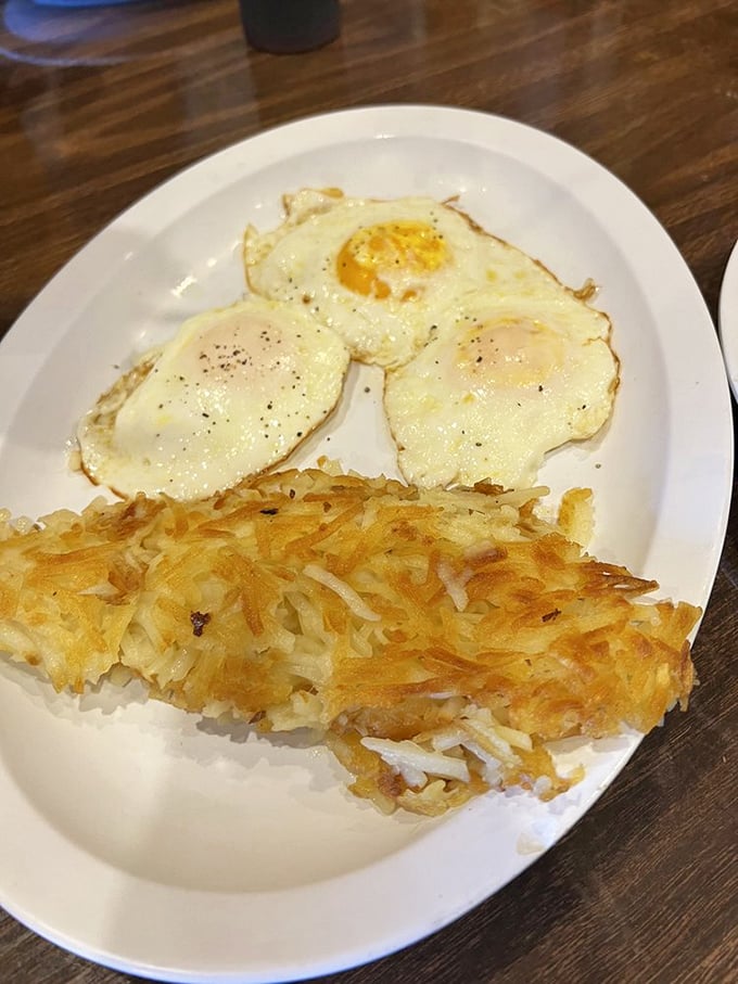 Those eggs are perfectly cooked, but let's be honest&mdash;those hash browns with their crispy edges are the real stars of this breakfast show.
