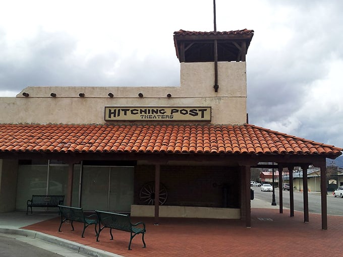 The Hitching Post's Spanish-style architecture makes even waiting for a movie feel like you're on vacation somewhere exotic. 