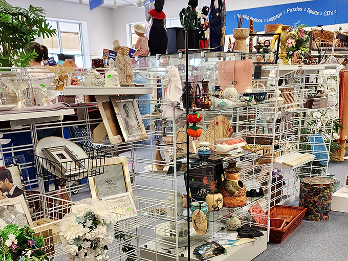 Decorative displays that could grace the pages of a home magazine. One person's decluttering decision becomes another's perfect mantel arrangement.