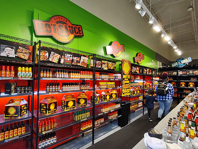 Enough hot sauce varieties to make your taste buds file a formal complaint with management.