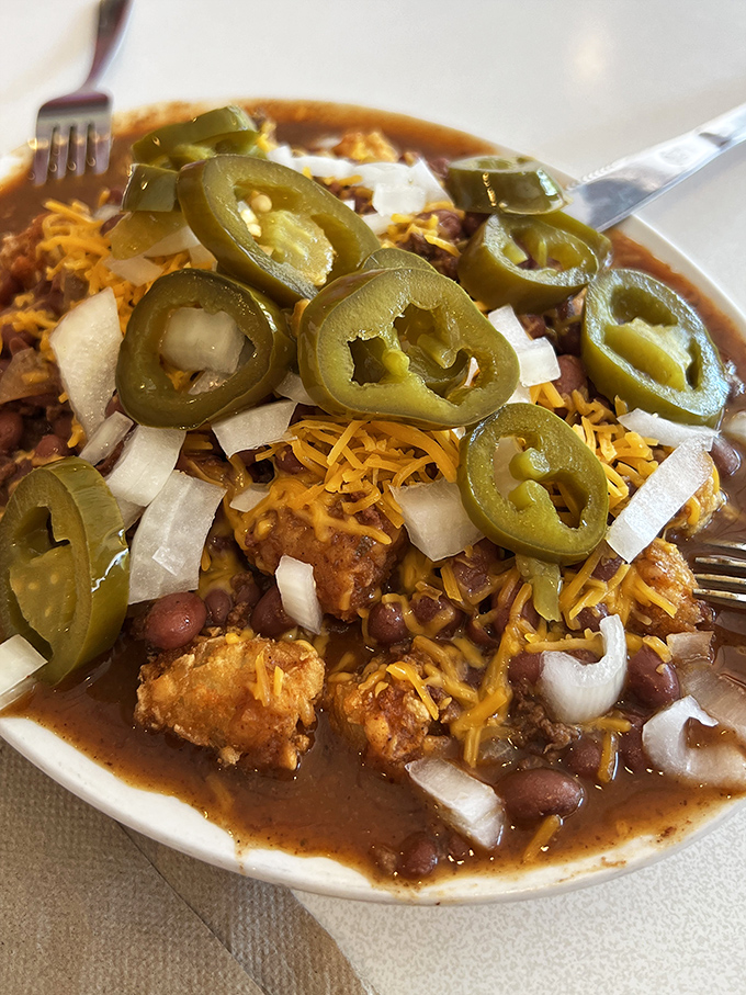 When chili meets tater tots, magic happens &ndash; this bowl is basically edible happiness.