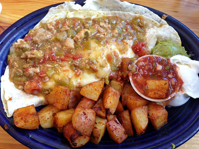 Huevos Rancheros: Where breakfast meets fiesta. Those home fries are the supporting actors who secretly steal the show.