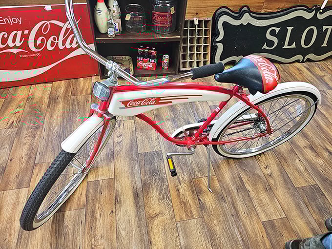 This isn't just any bicycle &ndash; it's a perfectly preserved Coca-Cola Huffy that probably delivered more smiles per gallon than any modern vehicle could hope to match.