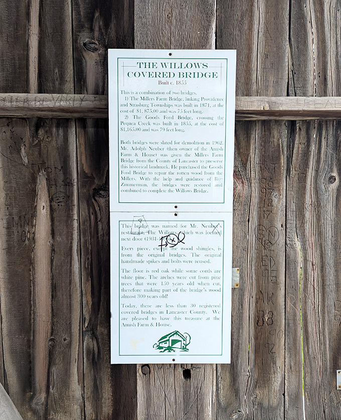 Every historic structure has a story. This plaque reveals the bridge's second act&mdash;a preservation tale more satisfying than most Hollywood sequels.