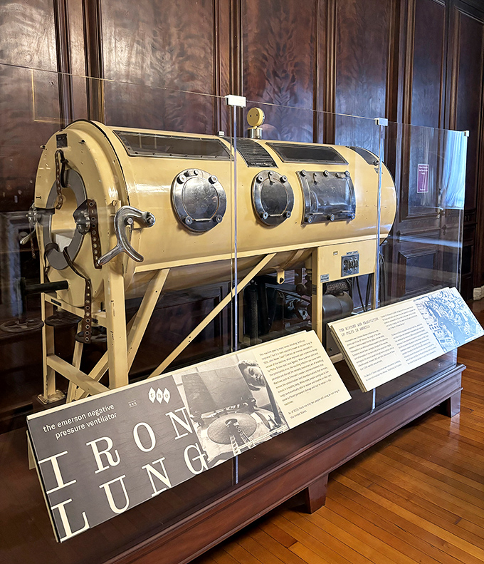 This vintage iron lung reminds us that before tiny microchips and smartphones, medical technology looked like something from Captain Nemo's submarine.