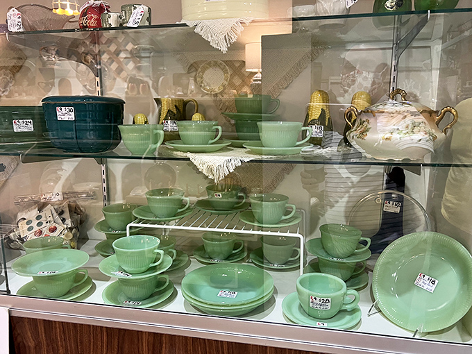 That jade-green dishware isn't just kitchenware&mdash;it's mid-century art that makes modern replicas look like pale imitators.