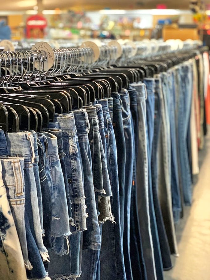 The great wall of denim&mdash;where jeans of every wash and wear stand at attention, ready for their second act in your wardrobe.