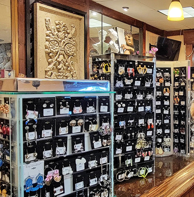 Jewelry displays that rival department stores &ndash; each earring and necklace meticulously arranged, waiting to become someone's "lucky find" story.