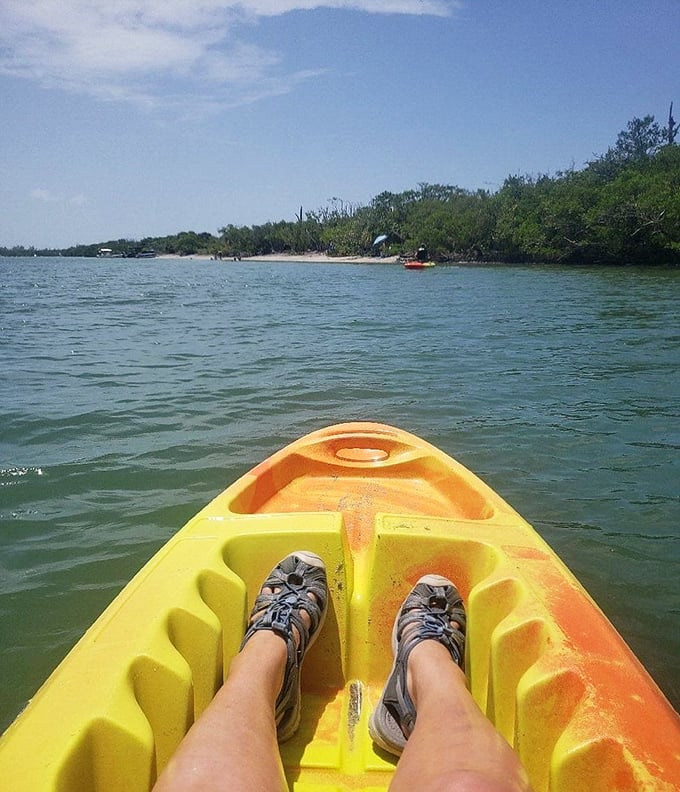 The best seat in the house! Kayaking the protected waters around Stump Pass offers front-row tickets to nature's greatest show.
