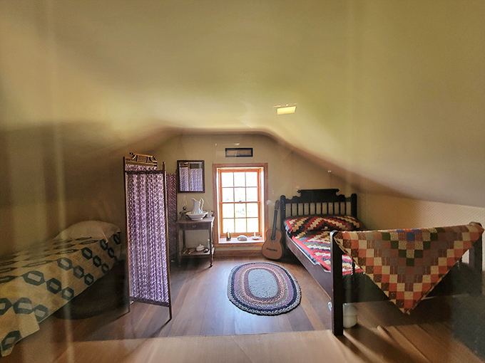 Upstairs bedrooms remind us that lighthouse keepers didn't just work here&mdash;they lived full lives, complete with handmade quilts and modest furnishings.