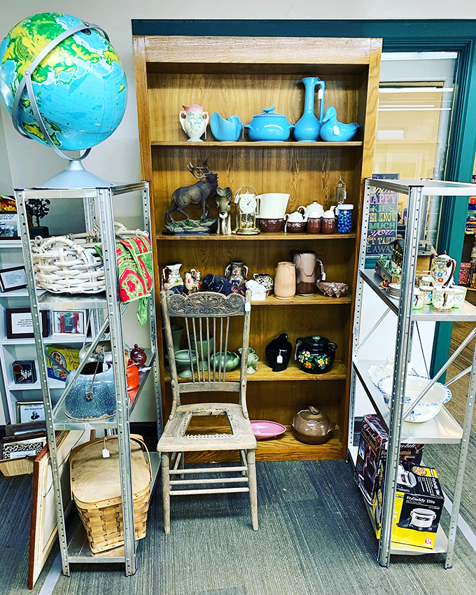 That turquoise tea set is calling your name. Surrounded by woodland figurines and vintage chairs, it's a vignette waiting for its Instagram moment.