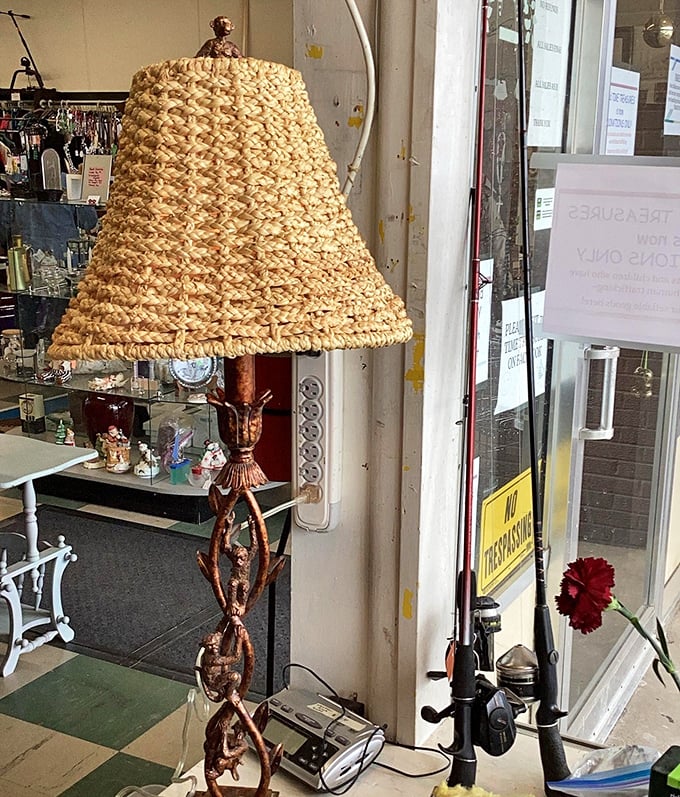 This sculptural lamp with its woven shade isn't just lighting—it's conversation-starting décor that somehow bridges rustic and mid-century vibes.