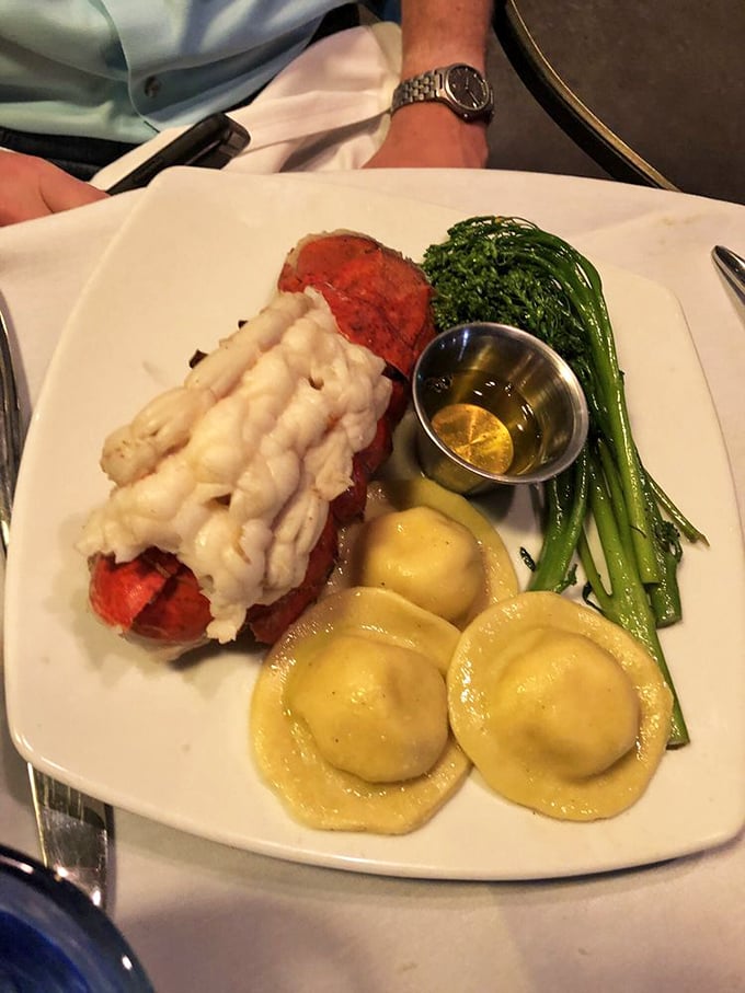 Lobster tail meets ravioli in this surf-and-turf masterpiece. The butter sauce should be illegal in at least seven states.