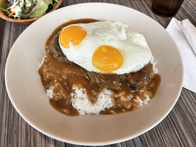 The legendary loco moco&mdash;where a hamburger patty, rice, gravy, and eggs unite in the breakfast equivalent of a group hug.