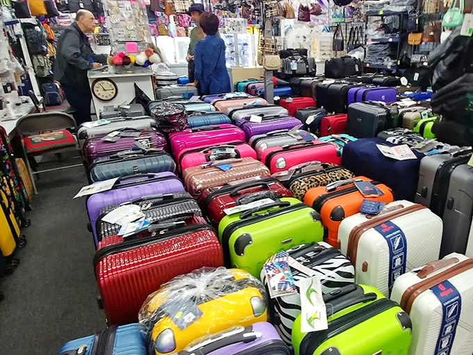 Luggage as far as the eye can see! Perfect for planning that getaway, or just storing all the other treasures you'll inevitably buy here. 