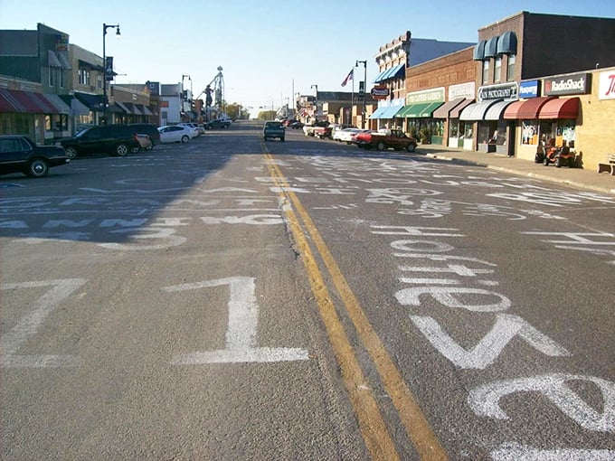 Names of graduating classes painted on Main Street&mdash;a small-town tradition that literally puts local pride on display.