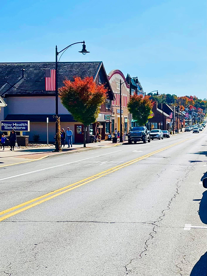 Fall in Zelienople paints Main Street in autumn hues that no filter can improve. The American flags aren't just patriotic&mdash;they're promising lower property taxes.