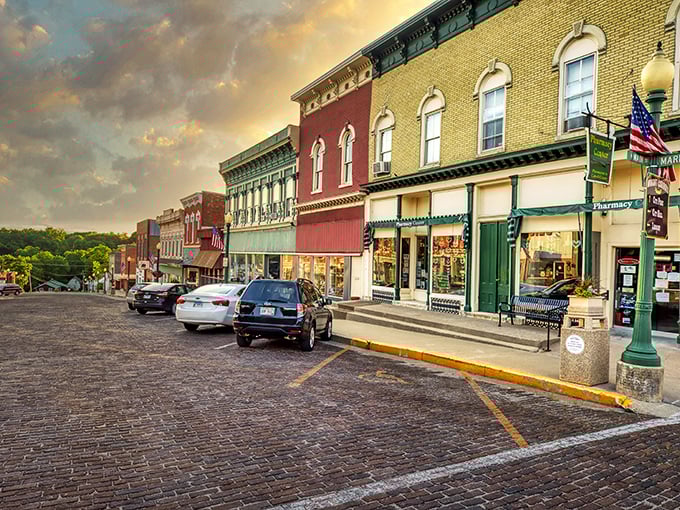Main Street's brick-paved charm isn't manufactured for tourists&mdash;it's the real deal, worn smooth by generations of Mount Carroll residents.