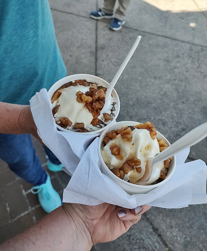 Twin maple nut sundaes&mdash;proof that sometimes the best things in life come in pairs. Walnuts adding crunch to creamy in perfect harmony.