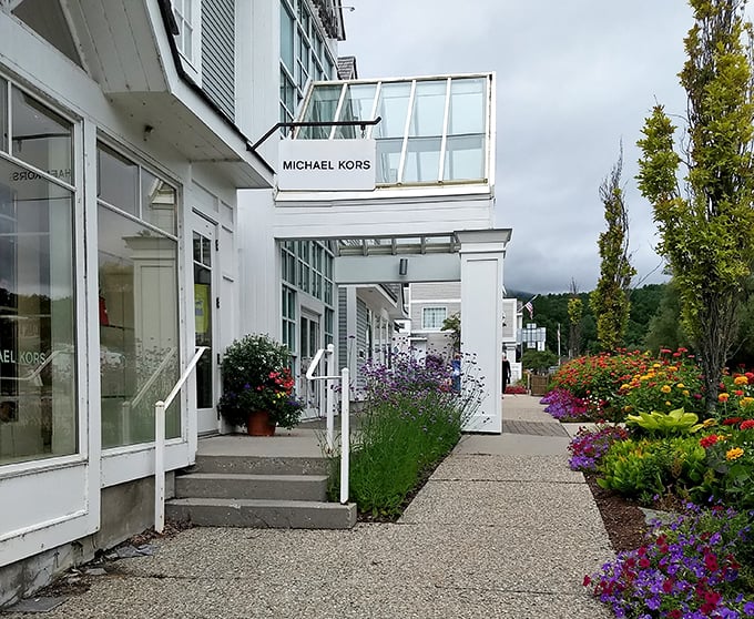 Michael Kors surrounded by Vermont's natural beauty &ndash; proof that handbags and hydrangeas make excellent neighbors in any setting.