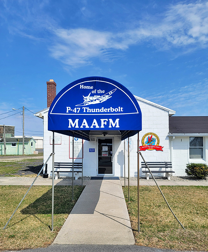 The Millville Army Air Field Museum&mdash;where "Home of the P-47 Thunderbolt" isn't just a sign, but a proud declaration of the city's military heritage.