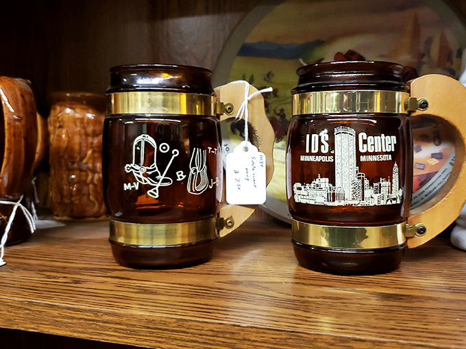 These vintage mugs tell tales of cities visited and memories made—each sip from them adds your story to their already rich history.