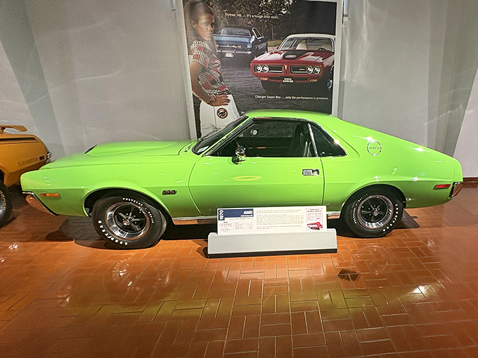 Lime green never looked so menacing &ndash; this muscle car means serious business on pavement.