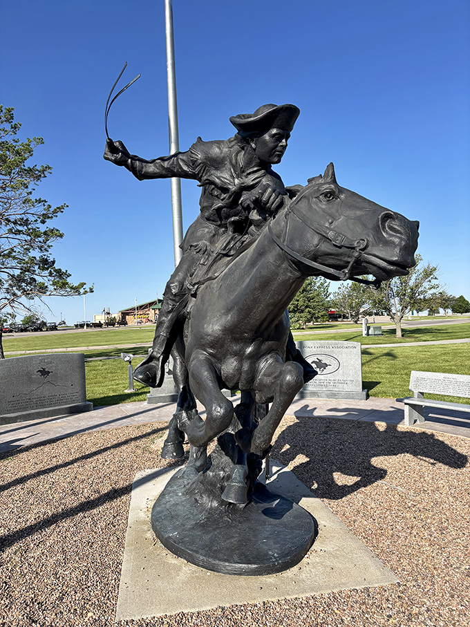 This dynamic Pony Express monument captures the spirit of America's first rapid delivery service&mdash;Amazon Prime with actual horsepower and considerably more danger.