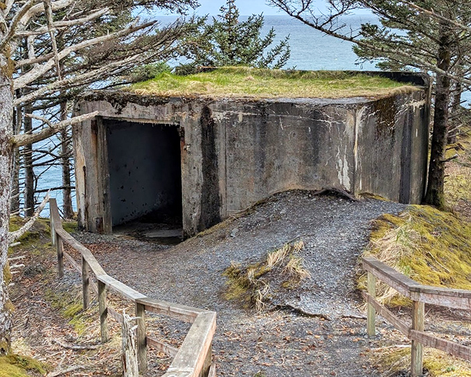 Concrete memories: This WWII bunker stands as a stoic reminder of Alaska's strategic importance, now offering some of the best ocean views in the state.