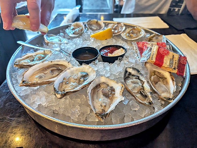 Fresh oysters on ice&mdash;nature's perfect appetizer. Like kissing the ocean without getting your feet wet.